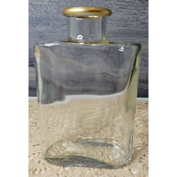 Dining | Old Fashioned Clear Glass Flask W Gold Trim No Stopper Read ...